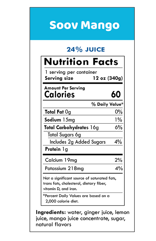 Ginger Mango Stomach Soothing Sparkling Tonic 12 fl oz | SnackMagic | Build your own 100% Custom ...